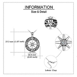 ONEFINITY Compass Necklace Sterling Silver Celtic Knot Necklace Graduation Friendship Talisman Travel Necklace Inspirational Graduation Gift Jewelry Gifts for Women