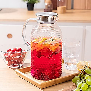 Karafu Glass Pitcher with Lid, Heat Resistant, Easy to Clean, Safe Packing, 100 Oz Borosilicate Water Jug for Hot/Cold Water, Ice tea, Milk and Juice Beverage