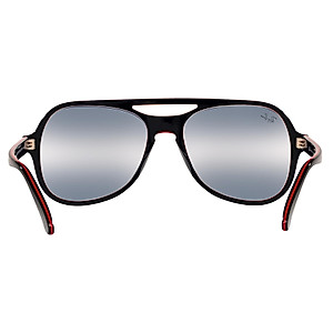 Ray-Ban Rb4357 Powderhorn Aviator Sunglasses, Black Red Blue/Clear Gradient Blue, 58 mm