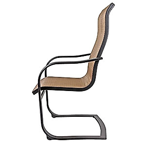 Garden Elements Outdoor Bellevue Metal Patio Chair, Brown (2, Spring Chair)