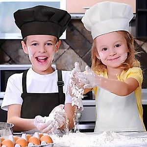 Hovoten Kids Chef Hat And Apron Set For Cooking Baking Painting,Adjustable Kids Aprons And Chef Hats Set,Chef Costume,White,4-17 Year
