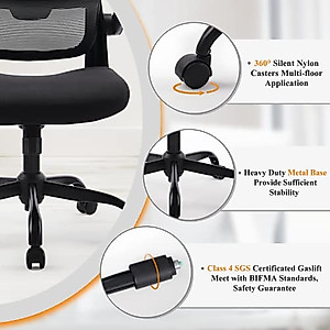 NeuType Office Desk Chair Ergonomic Home 0ffice Desk Chairs with Wheels Chairs for Desk with Lumbar Support High Back Mesh Computer Chair with Adjustable Padded Armrest Headrest Swivel Rolling,Black