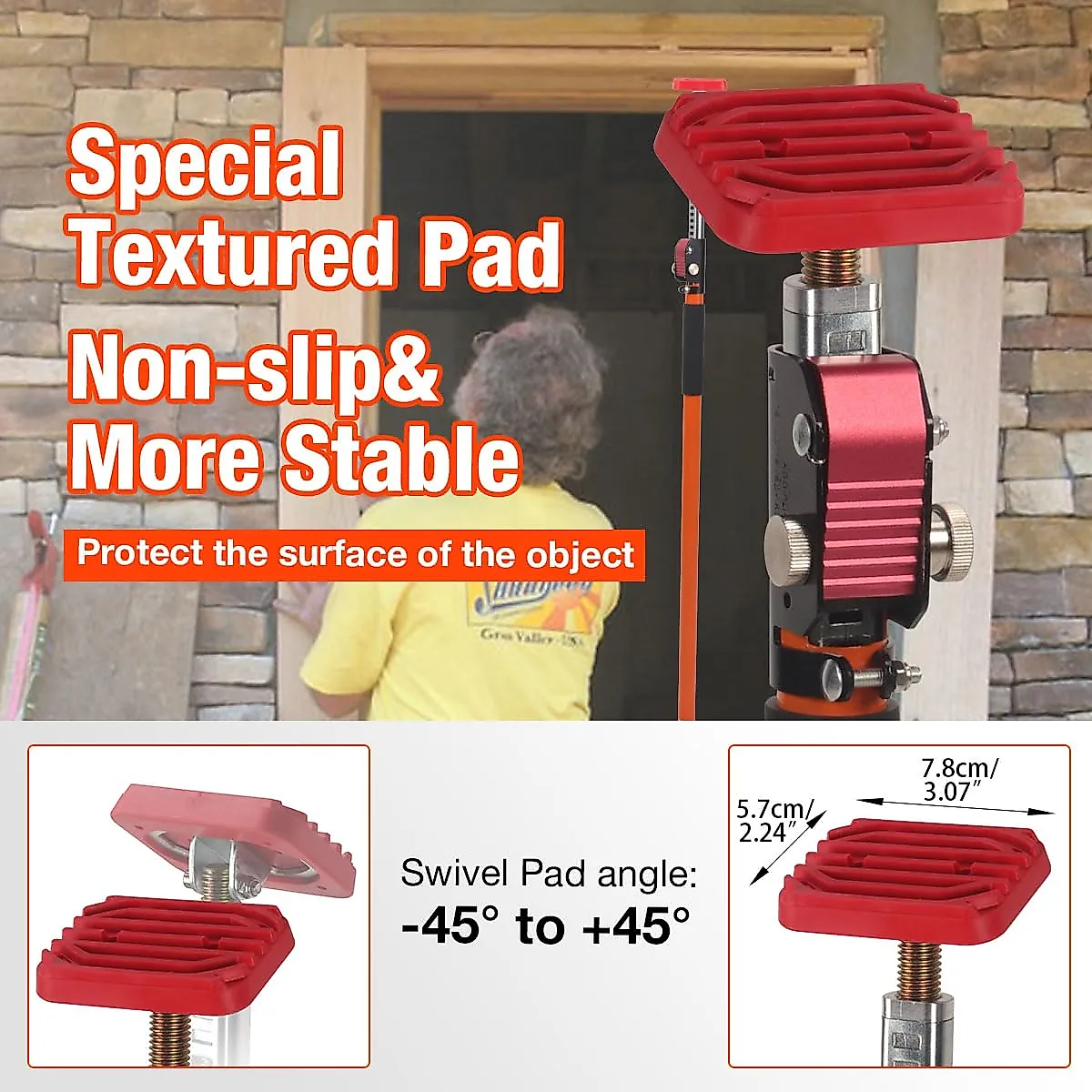 Cabinet Adjustable Support Pole, Upper Hand Work Support for Cabinet Jacks 3rd Hand Support System with Adjustable Length Non-Slip Pads and Telescopic Pole，Extends from 57" to 114", 2 Pack