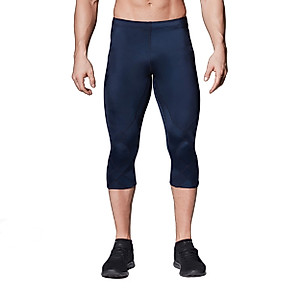 CW-X Men's Stabilyx Joint Support 3/4 Compression Tight, True Navy, Medium