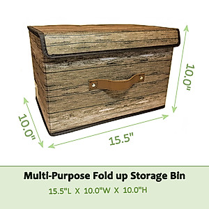 KaleaBoutique KB Foldable Storage Bins with Lids Fabric Collapsible Stacking Boxes, Closet Organizers Storage, Laundry Room Bins, Office Home Storage Bins (Set of 5 Bins, Reclaimed Wood)