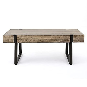 Christopher Knight Home Abitha Faux Wood Coffee Table, Canyon Grey, 23.60 in x 43.25 in x 16.75 in