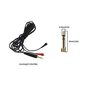 Micro Traders Audio Cable Wire with 3.5/6.3mm Jack, Compatible with Sennheiser HD25 HD560 HD540-2.5m Cable(Left and Right Equal Length)