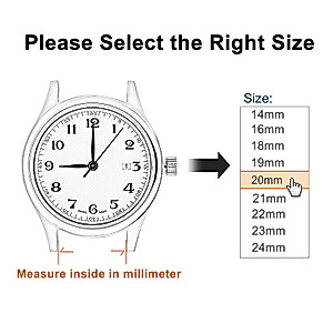 WOCCI 20mm Vintage Leather Watch Band for Men and Women, Gold Buckle (Black)