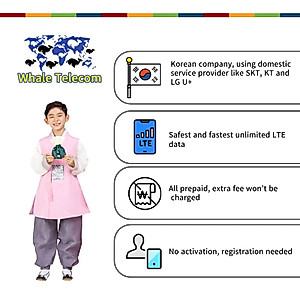 Whale Telecoms Korea Travelers SIM card/7days/Unlimited Data/High-Speed and Safe Local Network