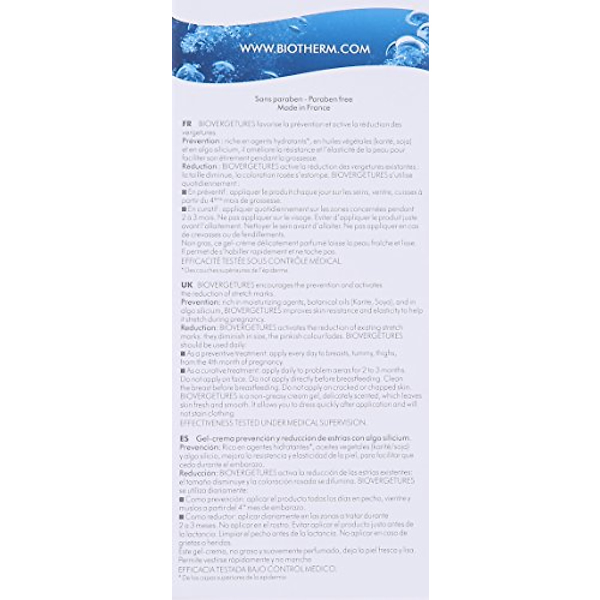 Biotherm Biovergetures Stretch Marks Prevention and Reduction Cream Gel for Women, 5.07 Ounce