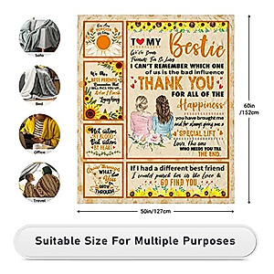 AIYUBOFUN Best Friend Blanket for Mothers Day, Friendship Gifts for Women Friends, Bestie Gifts for Women, Bestfriend Gifts for Best Friend, BFF Gift for Woman, Throw Blanket 60 x 50 inch