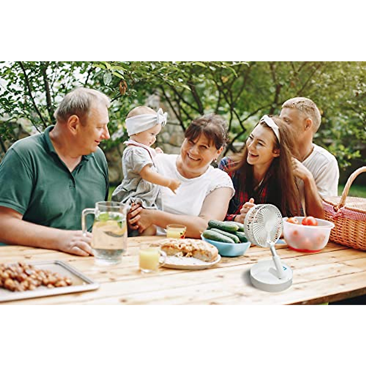 Northern Chill Foldable and Adjustable Fan, for Desks, Floor, and Bedsides, USB and Battery Operated Fan with 2 Speeds, Super Quiet, and Adjustable, Compact and Lightweight for All Occasions (White)