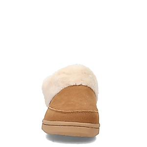 Clarks Womens Faux Fur Lined Clog Slipper Warm Cozy Indoor Outdoor Plush Slipper (Cinnamon Suede, 7)
