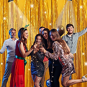 Sugargirl Gold Sequin Backdrop Curtain 2 Panels 2FTx8FT Glitter Disco Party Background Drapes Mirror Foil Backdrop for Wedding Birthday Wall Decor