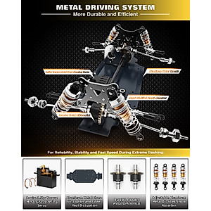 CROBOLL 1:14 Brushless Fast RC Cars for Adults with Independent ESC,Top Speed 90+KPH 4X4 Hobby Off-Road RC Truck,Oil Filled Shocks Remote Control Monster Truck for Boys(Gold)