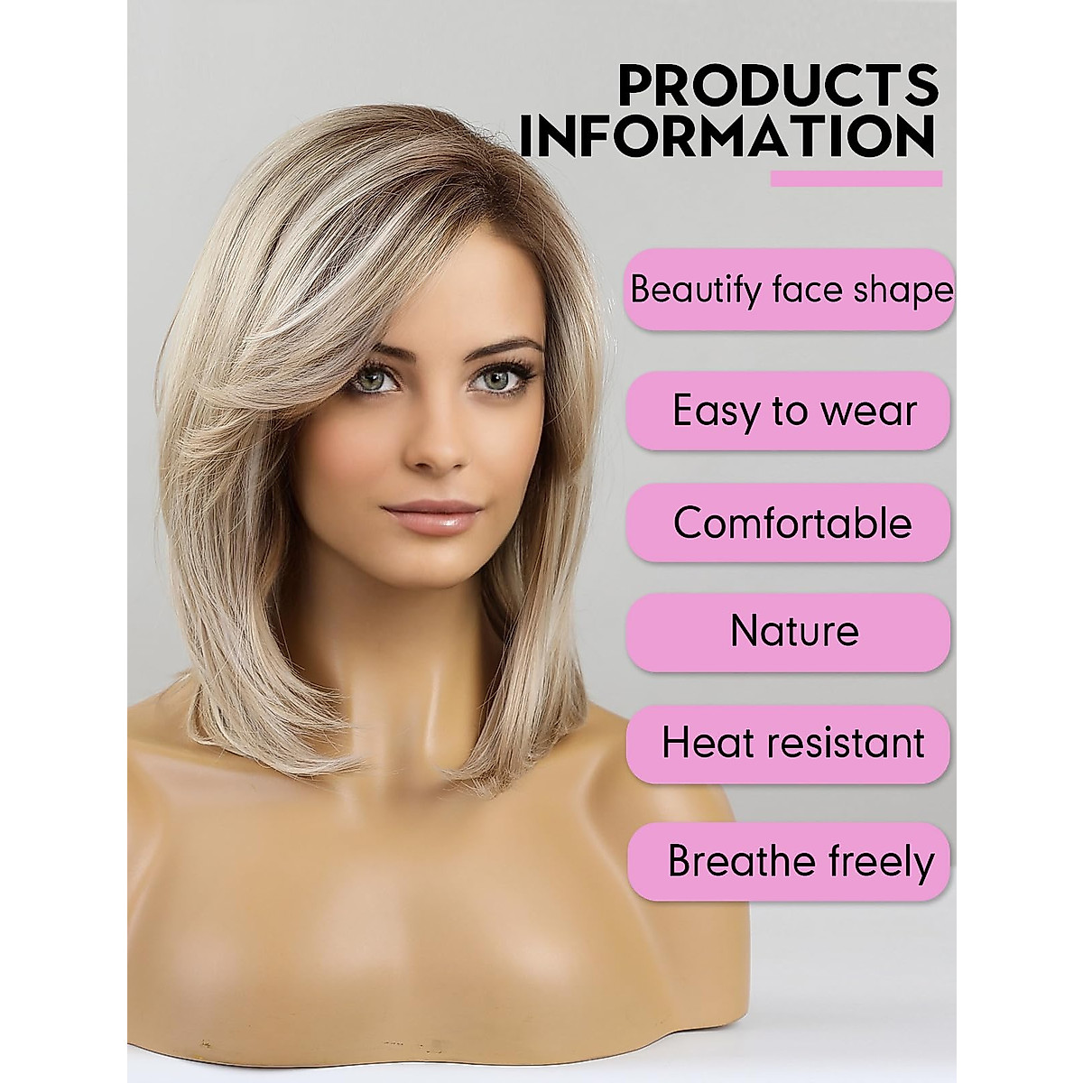 HAIRCUBE Shoulder Length Bob Wigs for Women Side Parting