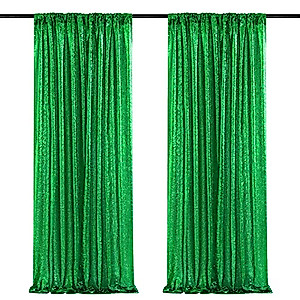 Green Sequin Backdrop Curtains 2 Panels 2ftx8ft Glitter Backdrop Christmas Decoration Sparkly Party Cake Table Backdrop Drapes