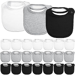 Yahenda 24 Pcs Baby Bandana Drool Bibs Soft and Absorbent Cotton Toddler Bibs Set with Adjustable Snap for Boys Girls Newborn Unisex Infants Feeding Teething Drooling, Plain Colors