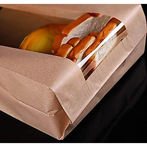 Funcoo Pack of 25 Paper Bread Loaf Bag Kraft Food Packaging Storage Bakery Bag with Front Window, Label Seal sticker included (14'' X 8.3'' X 3.5'')
