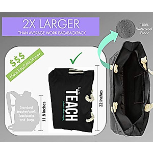 Keho XXL Ultimate Teacher Waterproof Multi Pocket Tote Shoulder Bag (Huge) - Perfect Usable Gift for Teacher Appreciation, Comfy Rope Handles & Perfect Work Bag