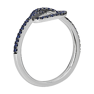 Jewelrygift 925 Sterling-Silver Knot Ring Created-Blue Sapphire Faceted Loose Gtone Beautiful Latest Daily wear Jewelry for Women Gifts Ring 7