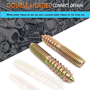 10Pcs Hanger Bolts Double Headed Bolts Kit,with (M8x1.25mm) Hanger Bolt Driver, Hanger Bolts for Wood Furniture(M8x50mm)