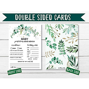 All Ewired Up 25 Baby Shower Predictions and Advice Cards Greenery Eucalyptus Sage Gender Neutral Baby Shower Games and Activities (Large 5X7)