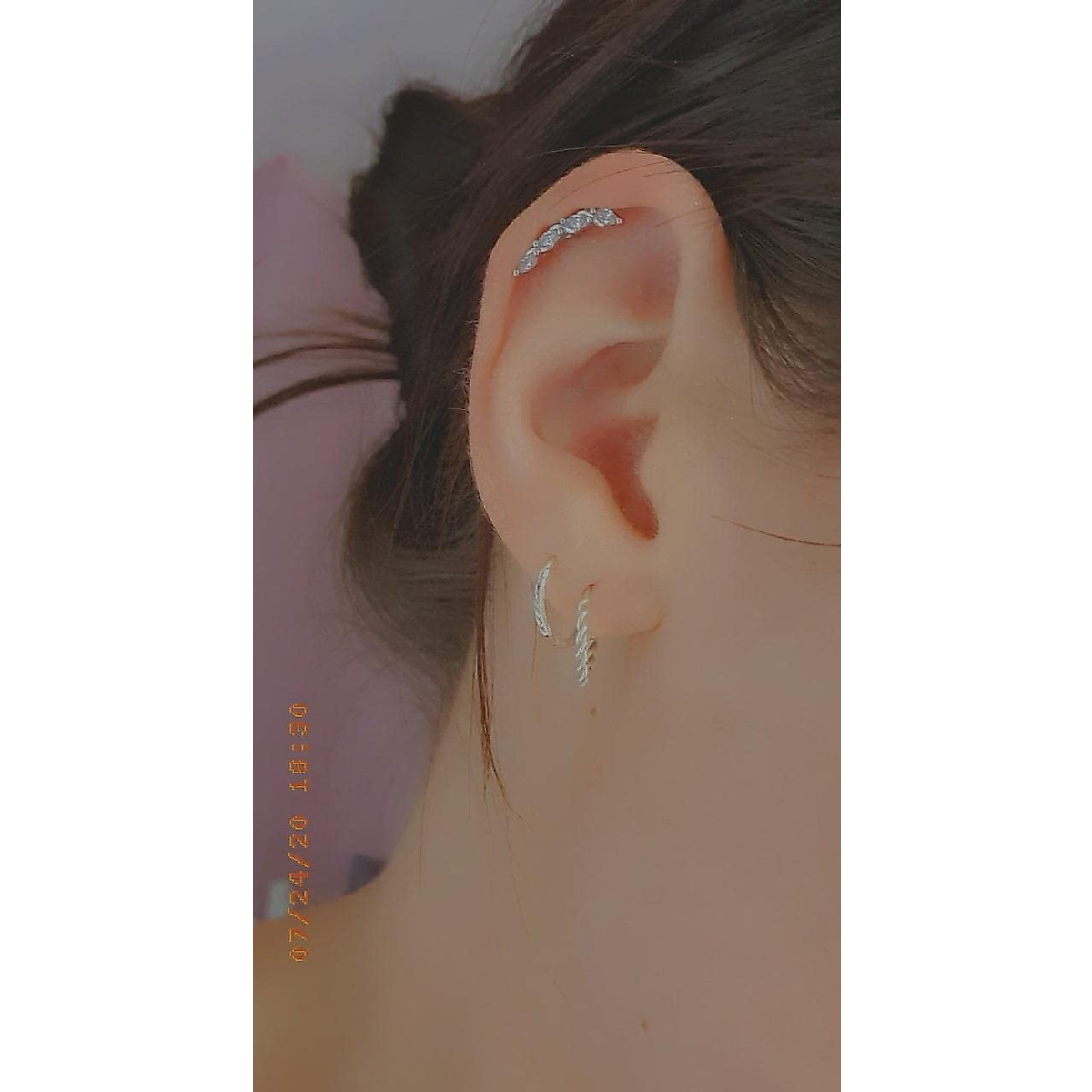 Melighting Helix Earrings 16G Curved Marquise Cartilage Earrings Clear CZ Surgical Steel 316L Tragus Piercing Jewelry Earring Stud Body Piercing Jewelry for Women