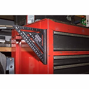 Johnson Level & Tool 1959-0700 Magnetic Johnny Square Professional Easy-Read Aluminum Rafter Square, 7", Black, 1 Square