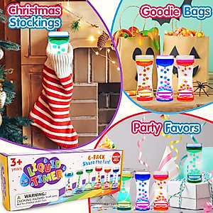 Liquid Timer - Sensory Toy for Relaxation, Liquid Motion Bubbler Timer with Floating Color Lava Lamp, 3-Pack Incredibly Effective Calming Stress Relief Hourglass Toy for Kids & Adults, Autism & ADHD