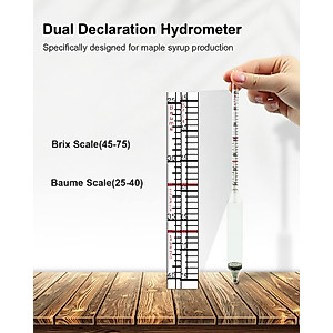 ULXIOM Maple Syrup Hydrometer, Baume and Brix Scale for Measure Sugar and Moisture Content (Density) of Boiled Sap