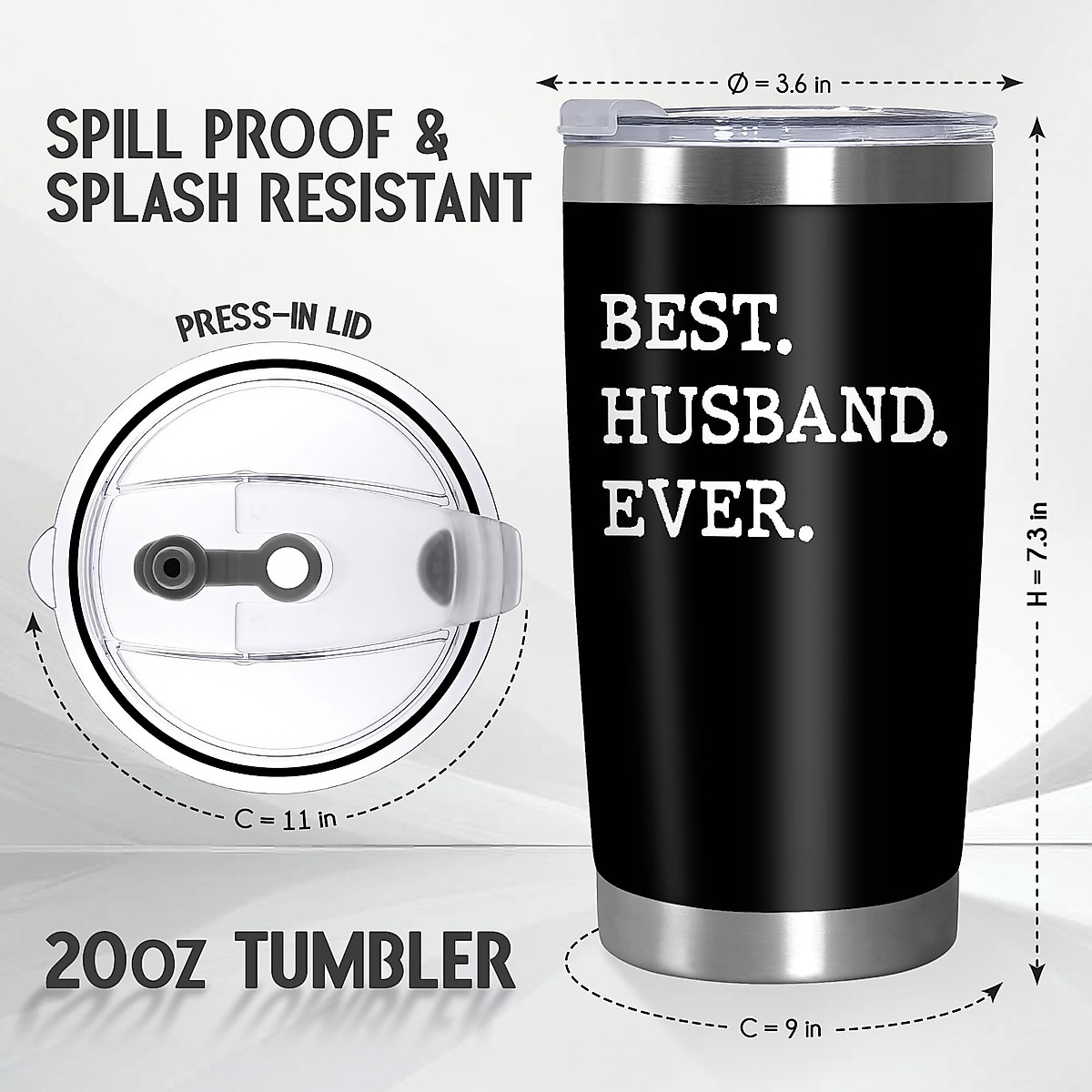 TEEZWONDER Gifts for Husband from Wife - Stainless Steel Insulated Coffee Tumbler With Lid 20 Oz - Father's Day Anniversary Wedding Birthday Gifts For Husband Hubby Him Men