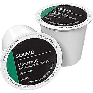 Amazon Brand - 100 Ct. Solimo Light Roast Coffee Pods, Breakfast Blend, Compatible & 100 Ct. Solimo Light Roast Coffee Pods, Hazelnut Flavored, Compatible with Keurig 2.0 K-Cup Brewers