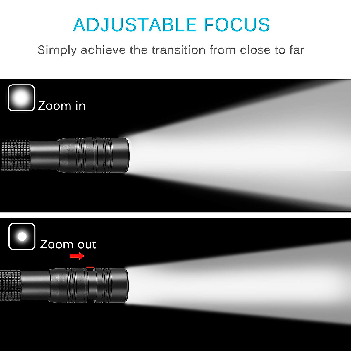 infray LED Rechargeable Pen Flashlight, Pocket-Sized Penlight with Super Bright CREE LED, Adjustable Focus, IPX5 Water-Resistant, NiMH Battery Included, 2 Modes (High/Low)