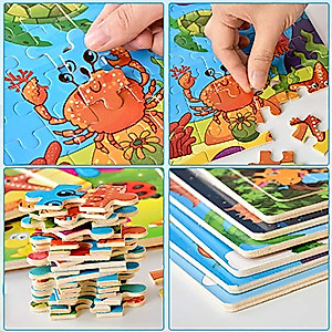 (6 Puzzles*60 Piece) Puzzles for Kids Ages 4-8, Wooden Jigsaw Puzzles 60 Pieces Preschool Toddler Puzzles Set for Boys and Girls