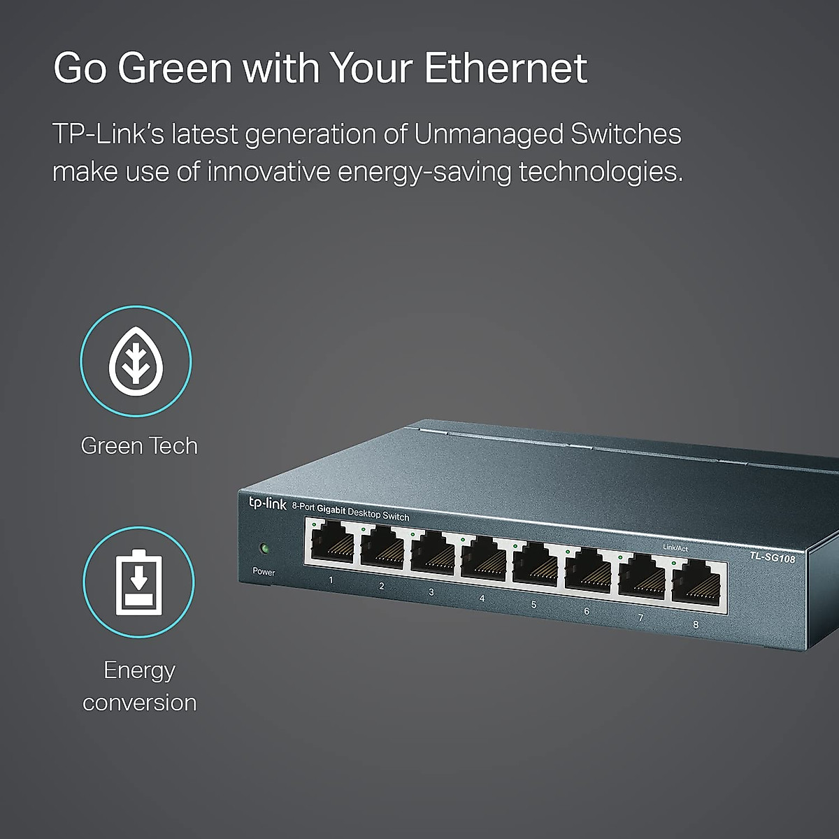 TP-Link TL-SG108 | 8 Port Gigabit Unmanaged Ethernet Network Switch, Ethernet Splitter | Plug & Play | Fanless Metal Design | Shielded Ports | Traffic Optimization | Limited Lifetime Protection