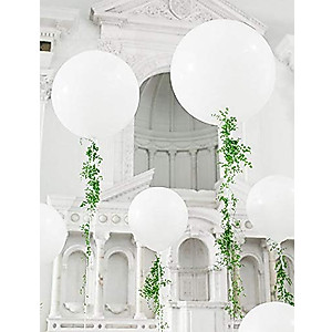 5 Big Balloons - 36 Inch Round Balloons - Extra Large & Thick Balloons Reusable Giant Latex Balloons for Wedding/Birthday Party Decorations, Photo Shoot and Festivals Christmas Decorations White