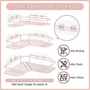 Corner Shower Caddy,4-Pack Adhesive Shower Organizer with Soap Holder,No Drilling Shower Shelves Stainless Steel Rustproof Shower Rack for Bathroom, Kitchen Storage,Pink