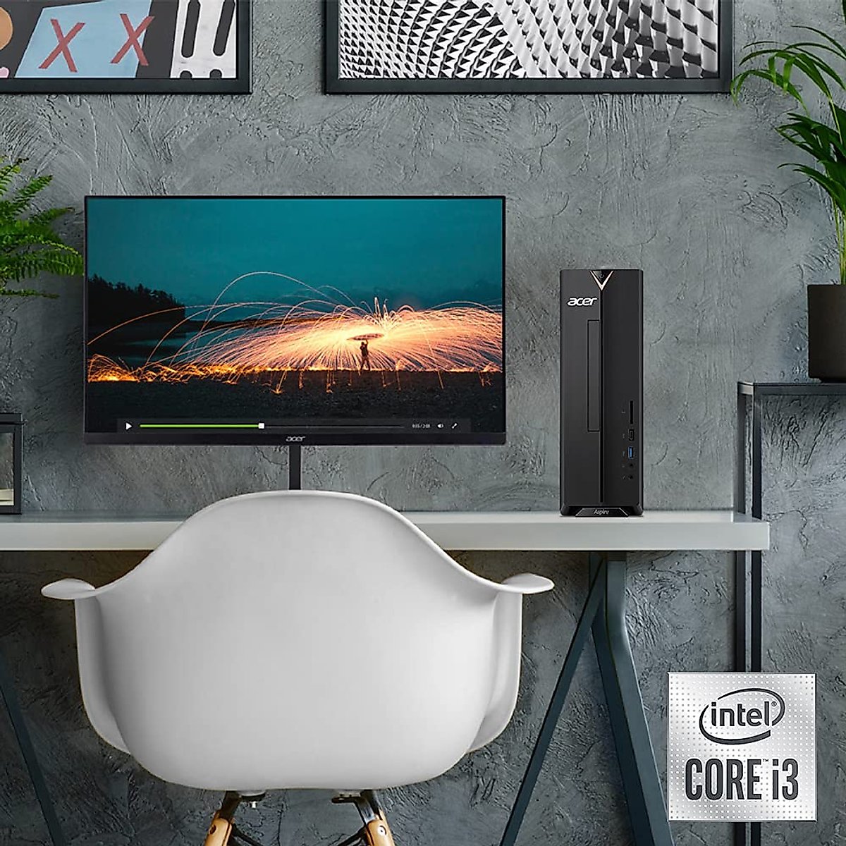 Acer Aspire XC-895-UR11 Desktop | 10th Gen Intel Core i3-10100 4-Core Processor | 8GB 2666MHz DDR4 | 1TB 7200RPM Hard Drive | 8X DVD | Intel Wireless Wi-Fi 6 | Bluetooth 5.1 | Windows 10 Home