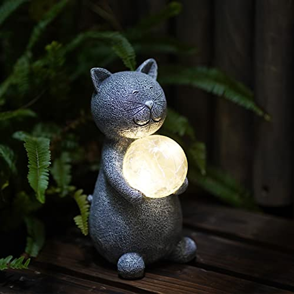 LNPNRENG Adorable Figurines, Gifts, Cute Kittens (Hedgehogs) Bring Light to Your Home and Garden with Glowing Balls. for Patio, Garden, Deck, Path Decoration (cat)
