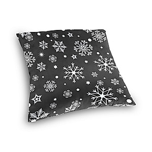 YETTASBIN Black Snowflake Throw Pillow Cover 20 x 20 Inch, Soft Square Cushion Case for Home Couch Sofa Bedroom Car Farmhouse Decor