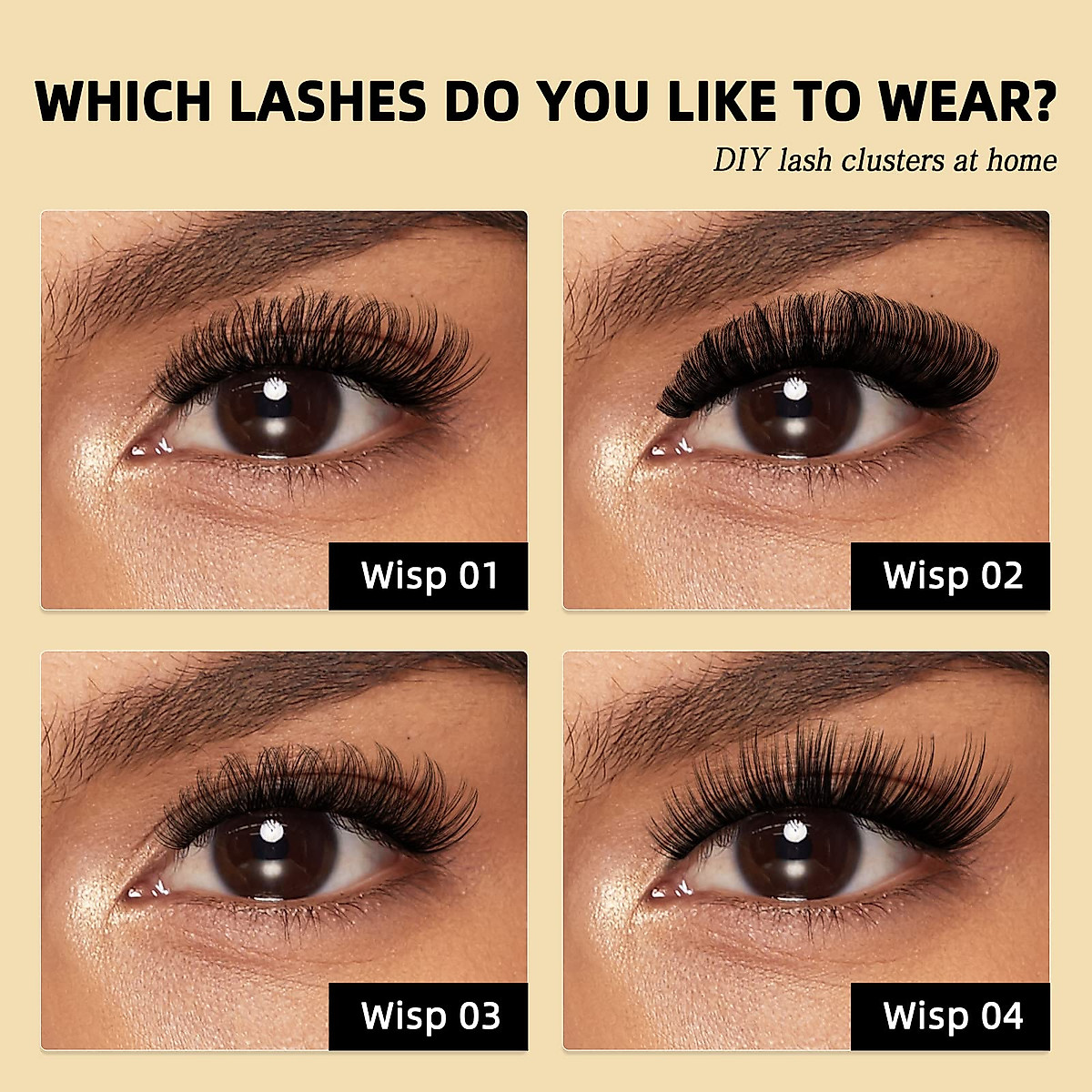 Lash Clusters DIY Eyelash Extension 72 pcs D Curl Cluster Lashes Individual Lashes Cluster Lashes Wisps Reusable Eyelash Segments Professional Makeup for Self-application (Wisp 03 mix 10-16mm)