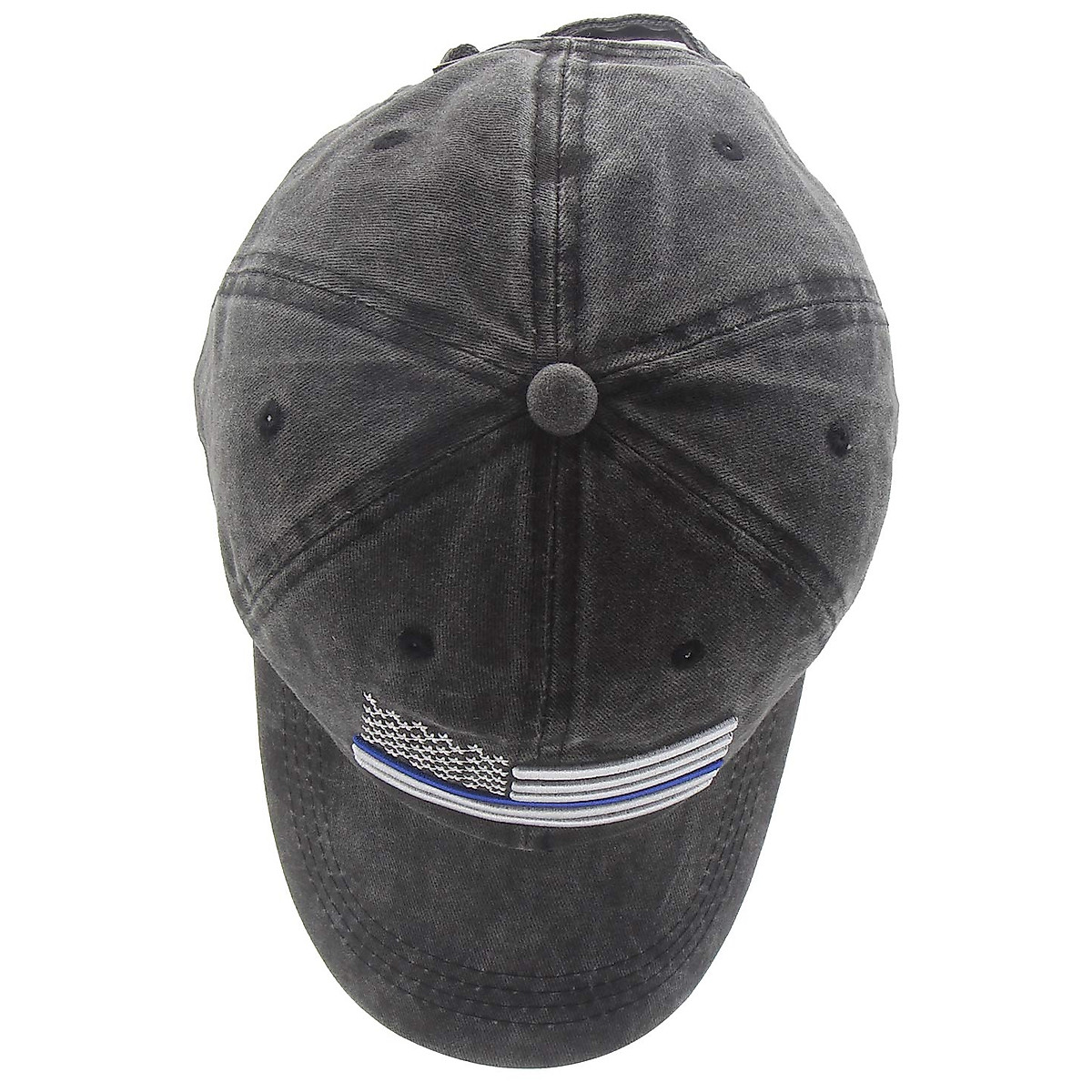 OASCUVER Men's Embroidered Thin Blue Line American Flag Hat Cotton Adjustable Baseball Cap Dad Hat (Thin Blue Line Embroidered Black, one Size)