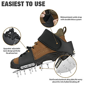 Leweio Epoxy Floor Spiked Shoes -Metal Plate Gunite Spiked Screeding Shoes with 3/4” Short Spikes Perfect For Epoxy Resin