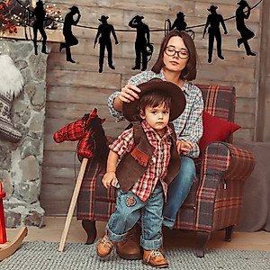 Boao 32 Pieces Cowboy Silhouettes Cowboy Cutouts Western Theme Party Decorations Photo Booth for Wild West Theme Birthday Baby Shower Cowboy Party Retro Parties Supplies