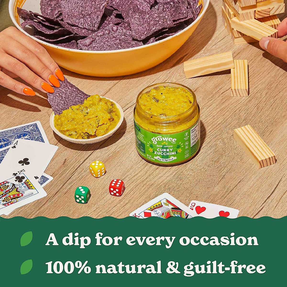 Growee Foods Indian Style Curry Zucchini Chip Dip & Spread – Creamy Salsa & Hummus Alternative – Dairy-Free Queso, Vegan Mayo & Salad Dressing Substitute – Gluten-Free, Nut-Free, Non-GMO – 12 oz