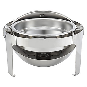 Winco 602 Round Chafer w/Roll-Top Lid & Chafing Fuel Heat MadisonChafer, 6 Quart, Silver