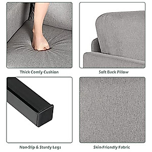 STHOUYN 72" W Sectional Sofa 3 Seat Couch, Mid Century Modern Sofa with 2 USB, Couches Sofas for Living Room Apartment Bedroom, Comfortable Small Couches for Small Spaces (Light Grey (3-Seater))