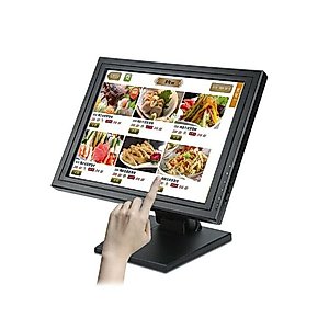 17 Inch LCD Touch Screen Monitor with Multi-Position POS Stand, USB VGA VOD HDMI Monitor Touchscreen POS 300 Cd/M2 1280x1024 High Res for POS/PC, Retail, Restaurant (17 Inch with speaker & HDMI)