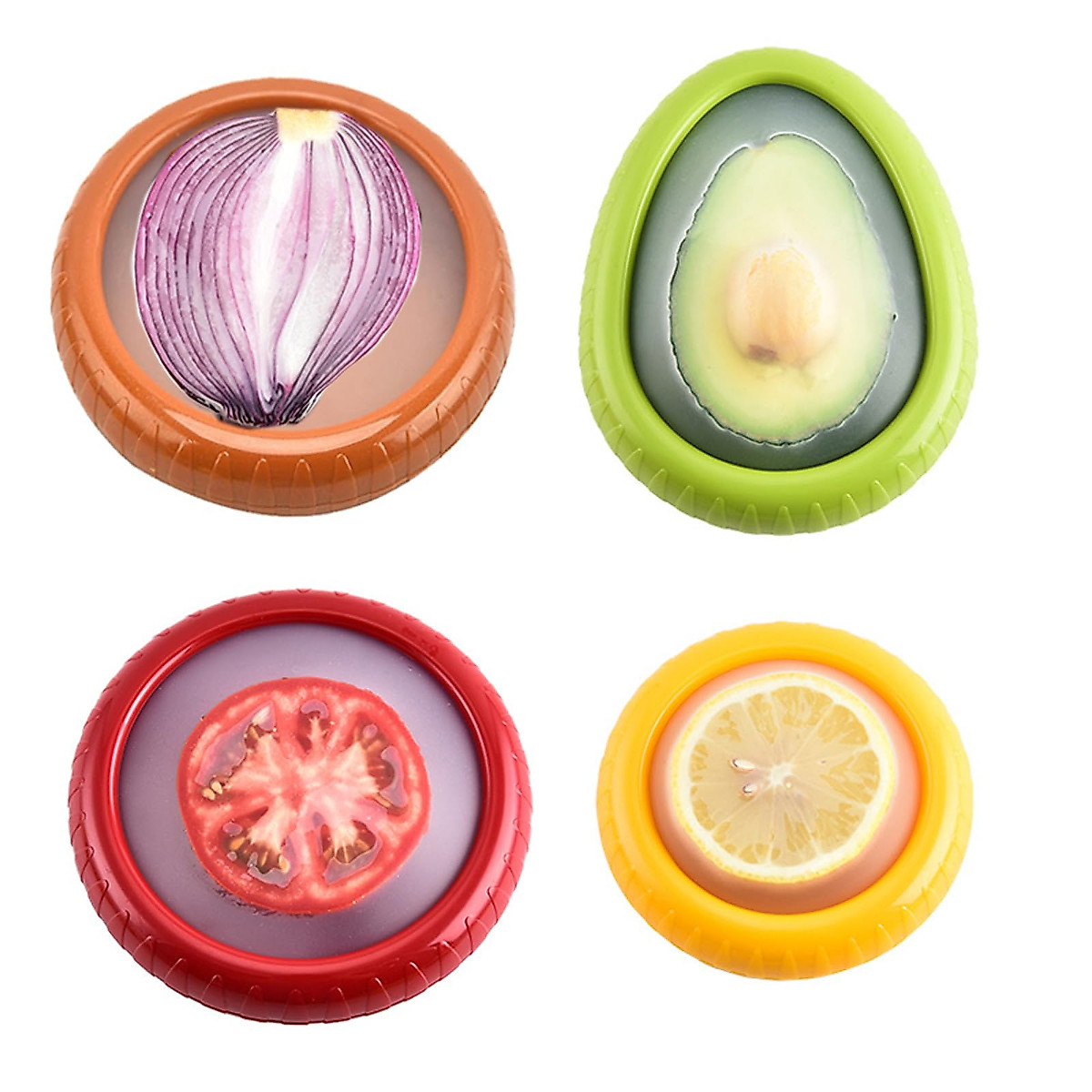 COHHFWPD Silicone Fruit Storage Box 4pcs, Reusable Silicone Fruit Storage Containers for Fridge, Keep Fresh Vegetable, Fruit and Meat